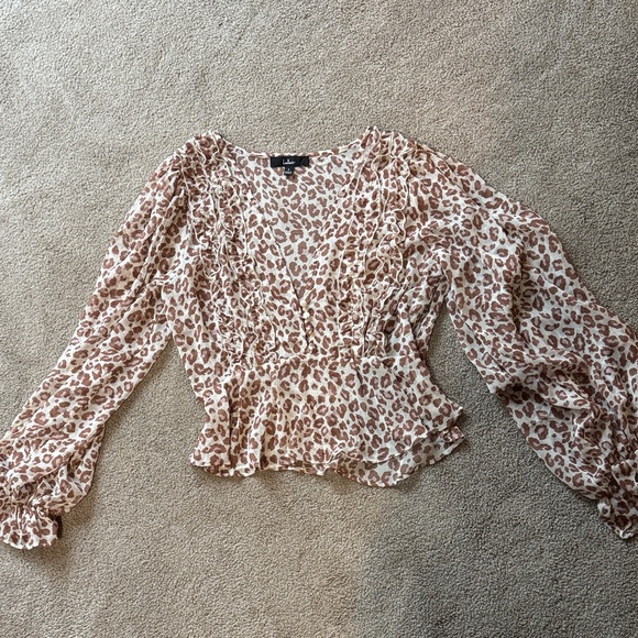 Lulus | Tops | Lulus Brown Leopard Print Blouse | Poshmark